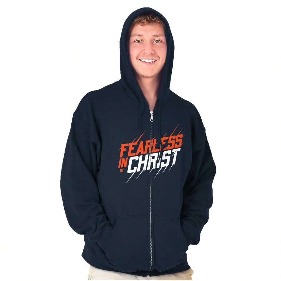 Christian Fearless In Christ Jesus Zip Up Hoodie Mens Womens | SHEIN USA