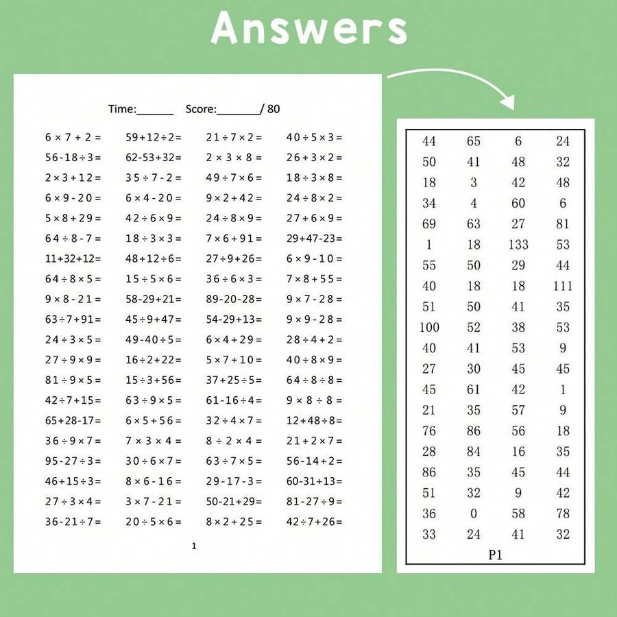 Lachilly 24 Pages Math Arithmetic Workbook Addition Subtraction ...