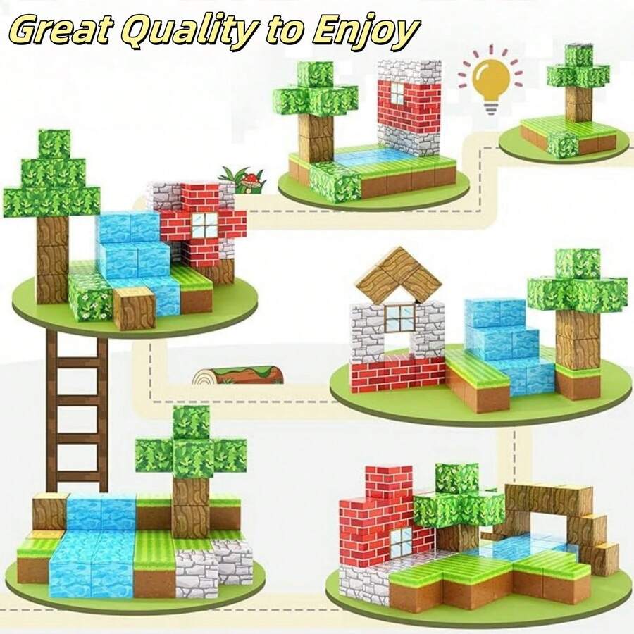 3+ Yrs Magnetic Building Blocks, Kids Creativity Construction Toys ...