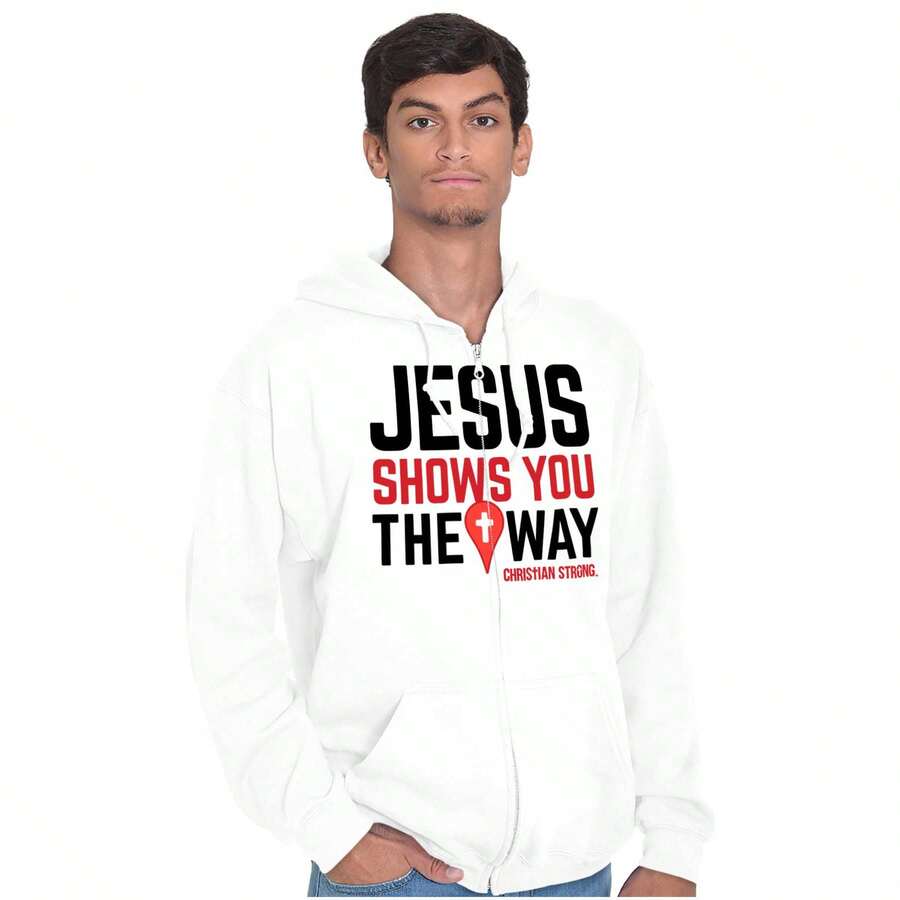 Jesus Way Truth Life Bible Verse Zip Up Hoodie Mens Womens | SHEIN Brasil