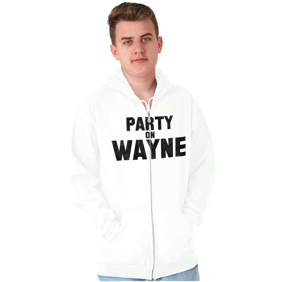 Party On Wayne Famous Movie Quote Zip Up Hoodie Mens Womens | SHEIN USA