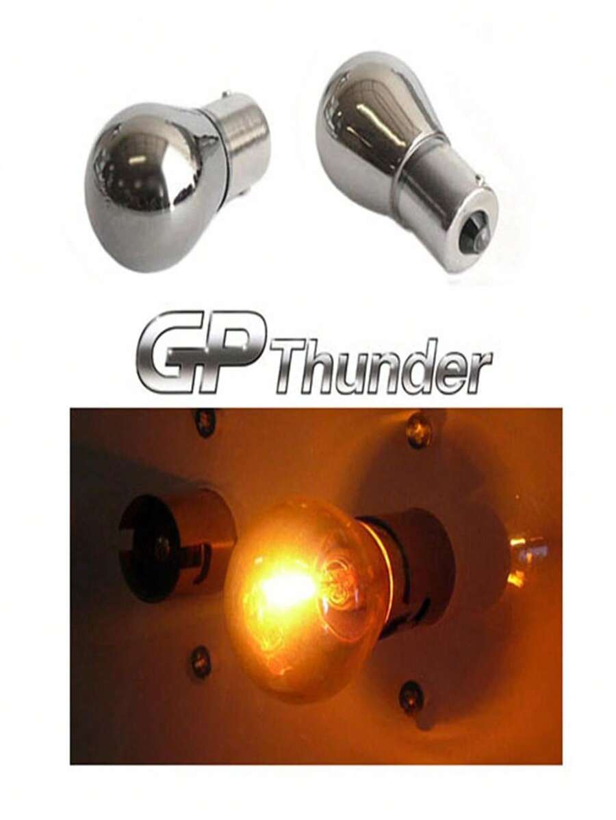 GP-Thunder GP-1156-CA Chrome Silver Amber Light Bulb Straight Pin ...