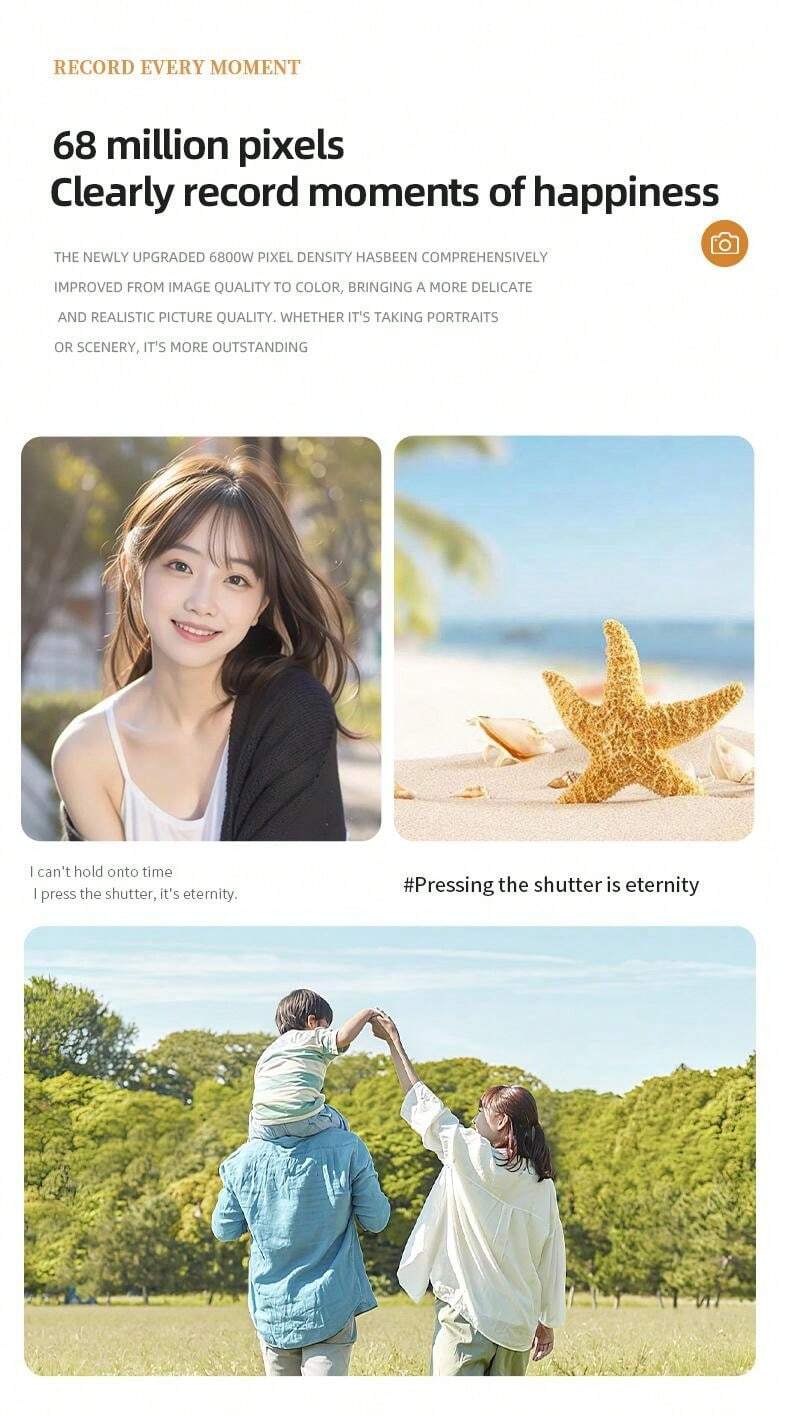 Appareil photo numérique 4K, 6,8 millions de pixels ultra-clairs, mémoire intégrée de 32 Go ...