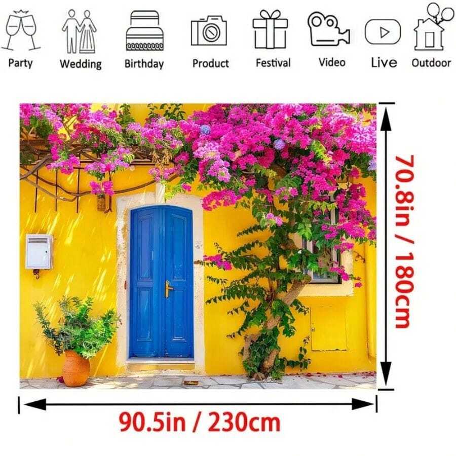 New Greek Street Scene Background, Greek Mediterranean Style, Yellow ...