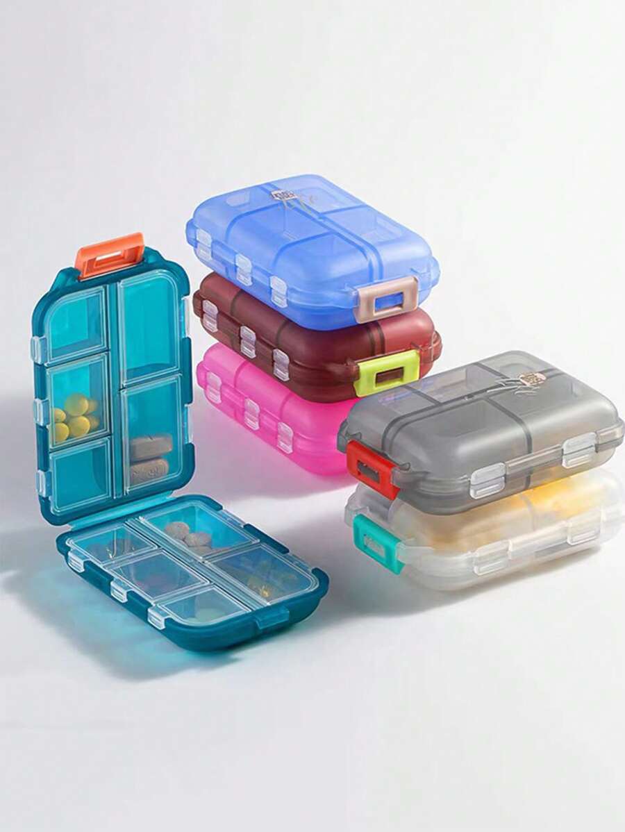 Portable Double-Layer Small Pill Divider Box With A Transparent 10-Grid ...