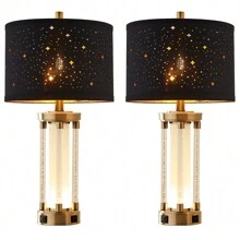 Two Fusion Crystal Table Lamps W. Night Light & USB | SHEIN ITALIA