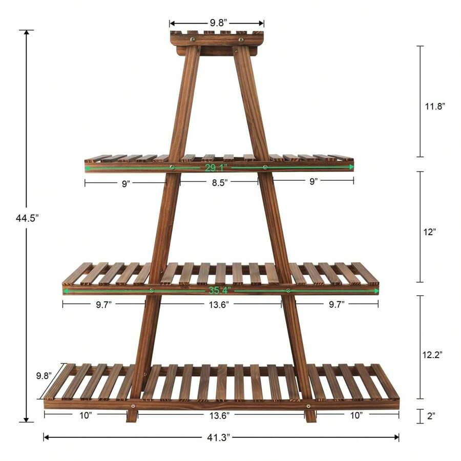 4 Tier Wood Plant Stand Indoor Outdoor A Frame Plant Display Shelf For ...