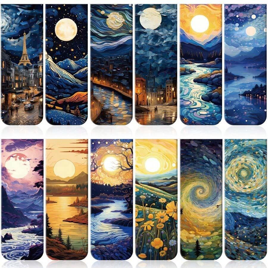 12 Space Moon Magnetic Bookmarks, Galaxy Bookmarks, Starry Sky Clip ...
