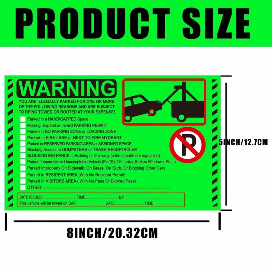10 Pack Parking Violation Stickers Notice Parking Tickets No Parking ...
