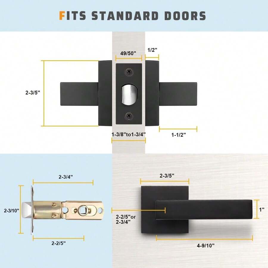2 Pack Premium Matte Black Closet Door Handles Passage Function Heavy ... 2 Pack Premium Matte Black Closet Door Handles Passage Function Heavy ...