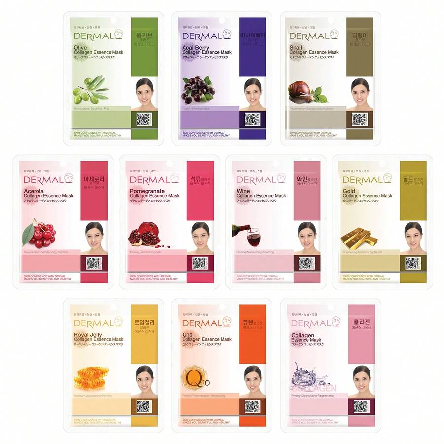 Dermal - Anti-Aging Collagen Essence Masks Assorted Sheet Mask (10 ...