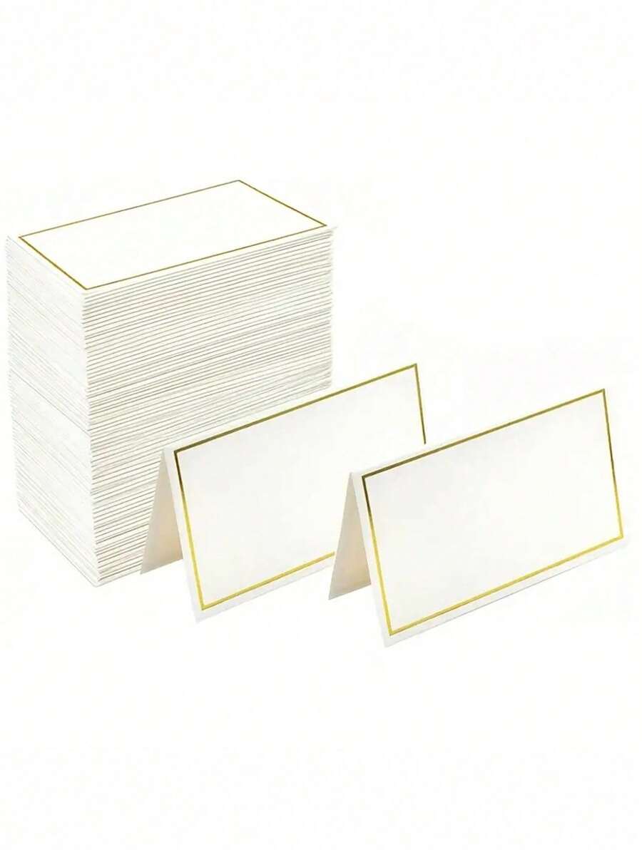50pcs Golden Foil Border Place Cards For Weddings, Banquets, And Events ...