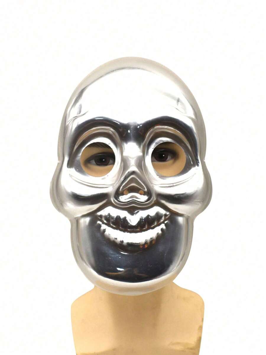 Halloween Full-Head Skull Mask Electroplated PVC Horror Mask Movable ...