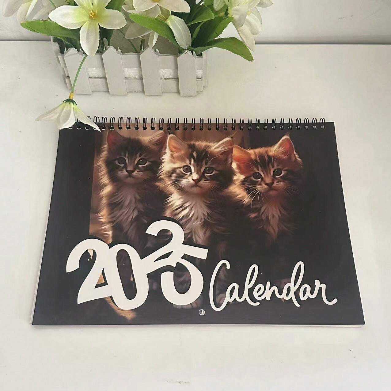 New 2025 Kitty Cat Calendar, 12 Months, Cute Cat Wall Calendar | SHEIN UK