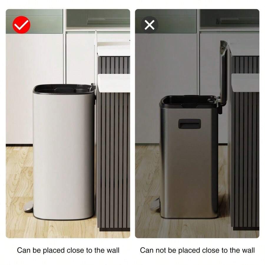 Goodsilo Kitchen Foot Pedal Operated Soft Close Trash Can - Stainless ...