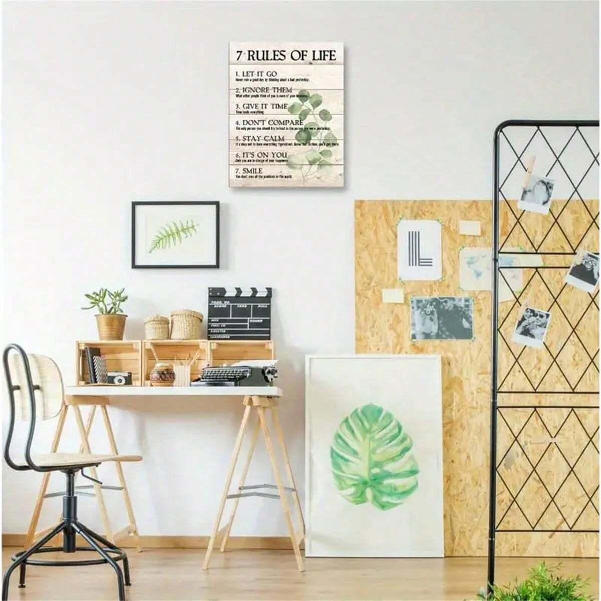 1pc, Inspirational Canvas Print With 7 Life Rules - Motivational Quotes ...