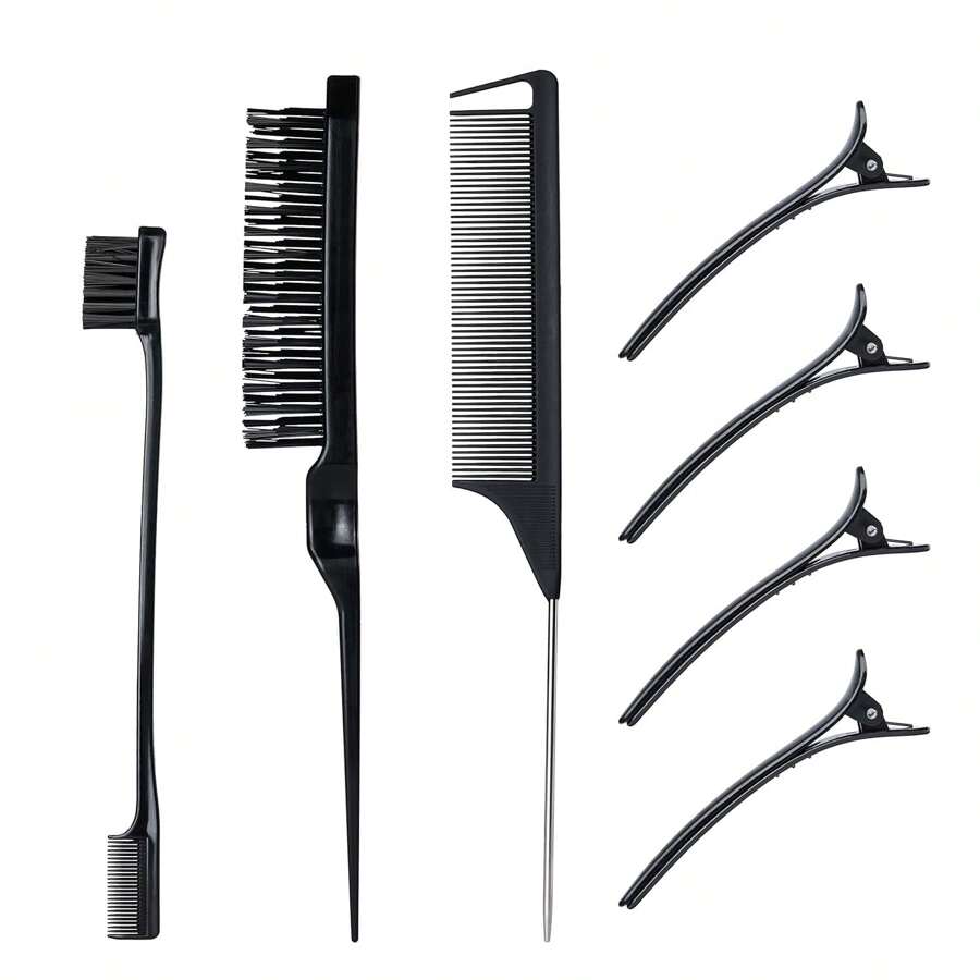 Hairstyle Comb Set - Edge Control Brush 3-Row Teasing Brush Mouse Tail ...