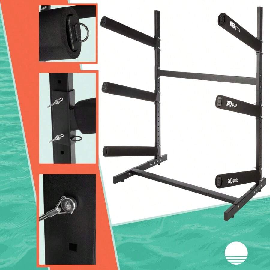 Rad Sportz Kayak Storage Rack - 3-Level Freestanding Adjustable Stand ...