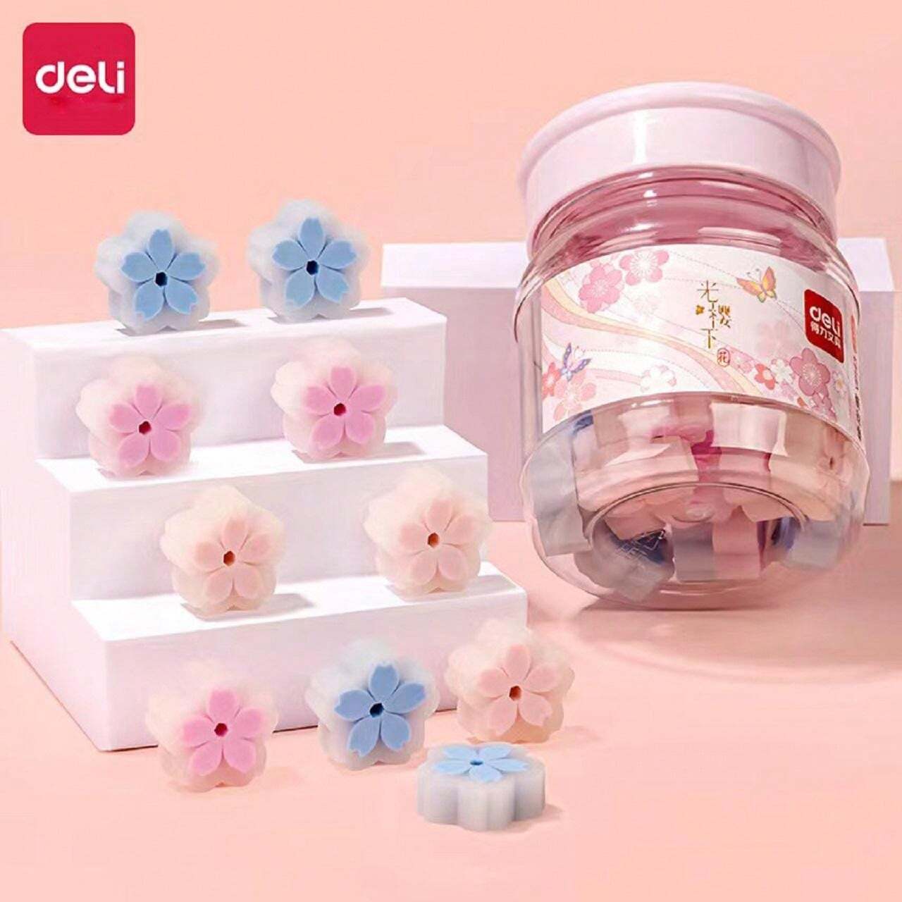 1 Jar 24pcs Sakura Flower Pattern Erasers, Clean & Stationery, No ...