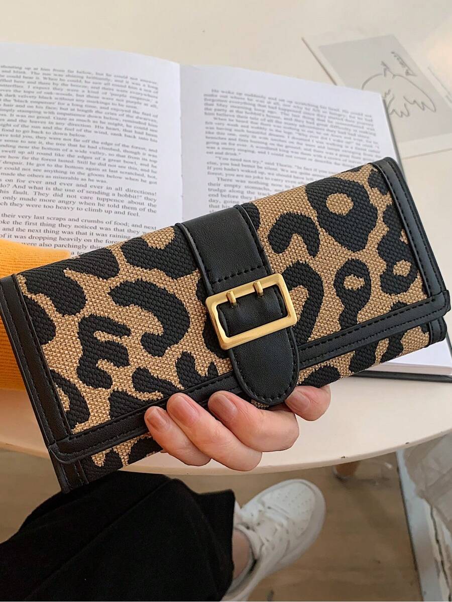 Women's PU Leather Classic Leopard Print Tri-Fold With Card Holder ...