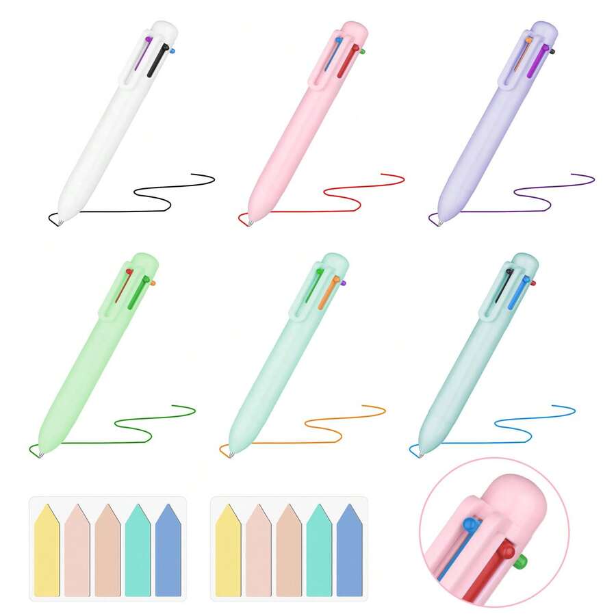 Multi Color Pen Macron 6-Pack Versatile 6-Color Ballpoint Pens - Smooth ...
