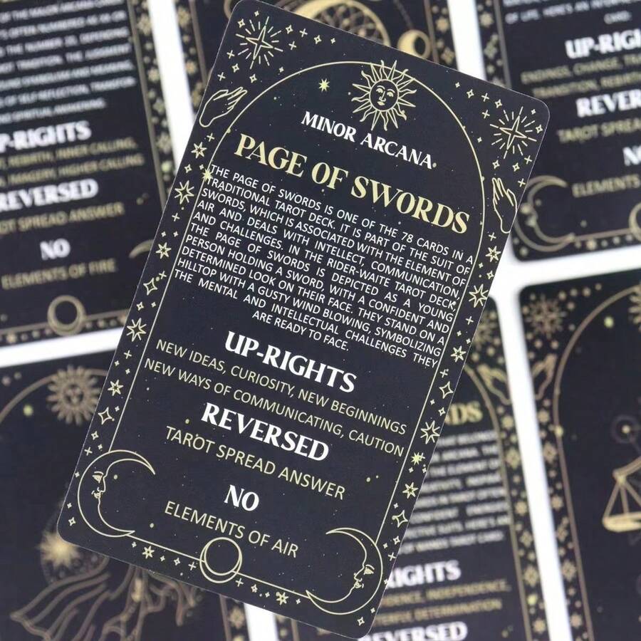 Tarot Meaning Cards, Double Sided With Imagery On Front & Text On Back ...