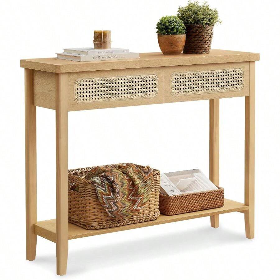 VASAGLE VASAGLE Console Table, Boho Entryway Table, Narrow Sofa Table ...