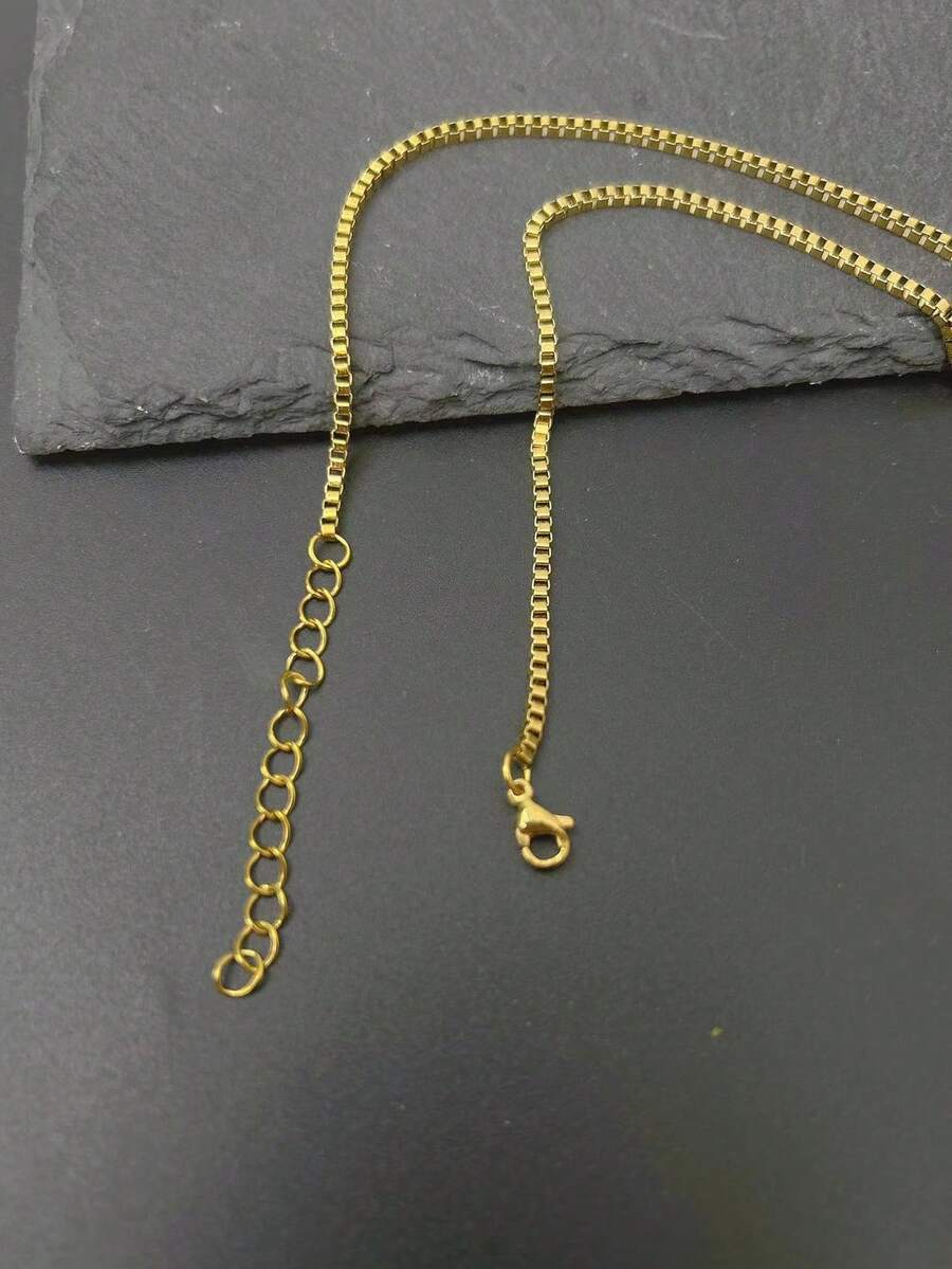1pc 18K Gold Plated Stainless Steel Square Design Minimalist Chain ...