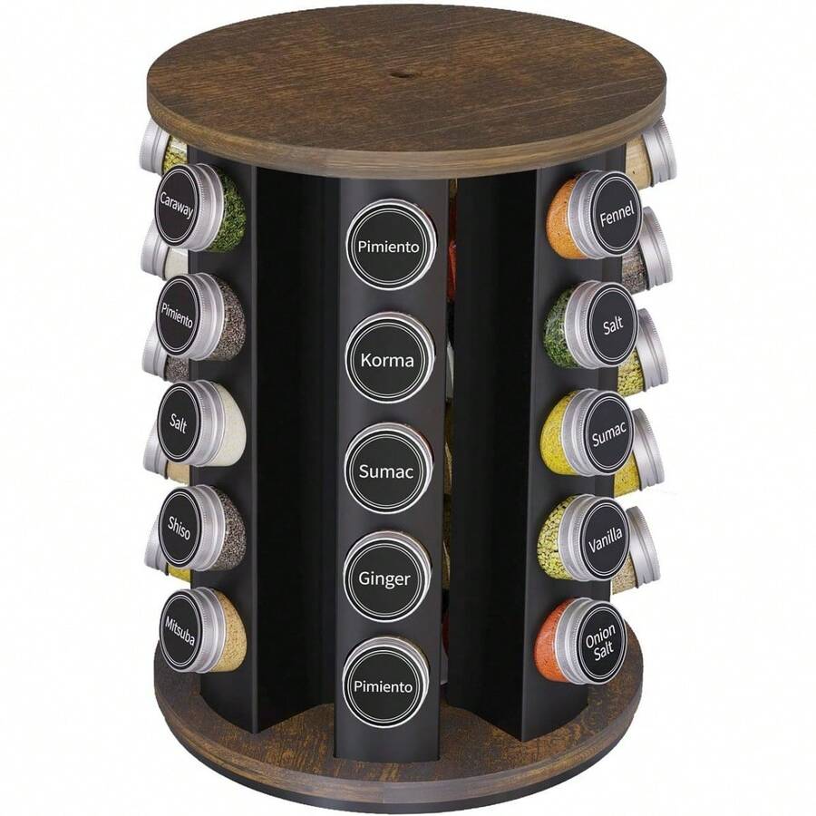 Revolving Spice Rack Set With 35 Spice Jars, Kitchen Spice Tower ...