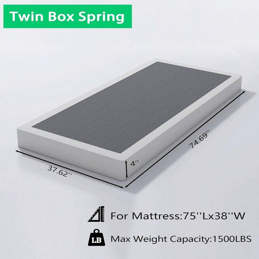 4 Inch Box Spring King Size Bed Base, Heavy Duty Metal Frame Mattress ...