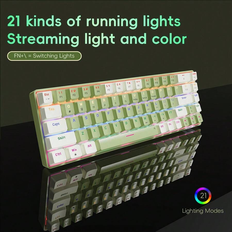 68 Keys Compact Mechanical Keyboard, RGB Backlight, Wired Plug & Play ...
