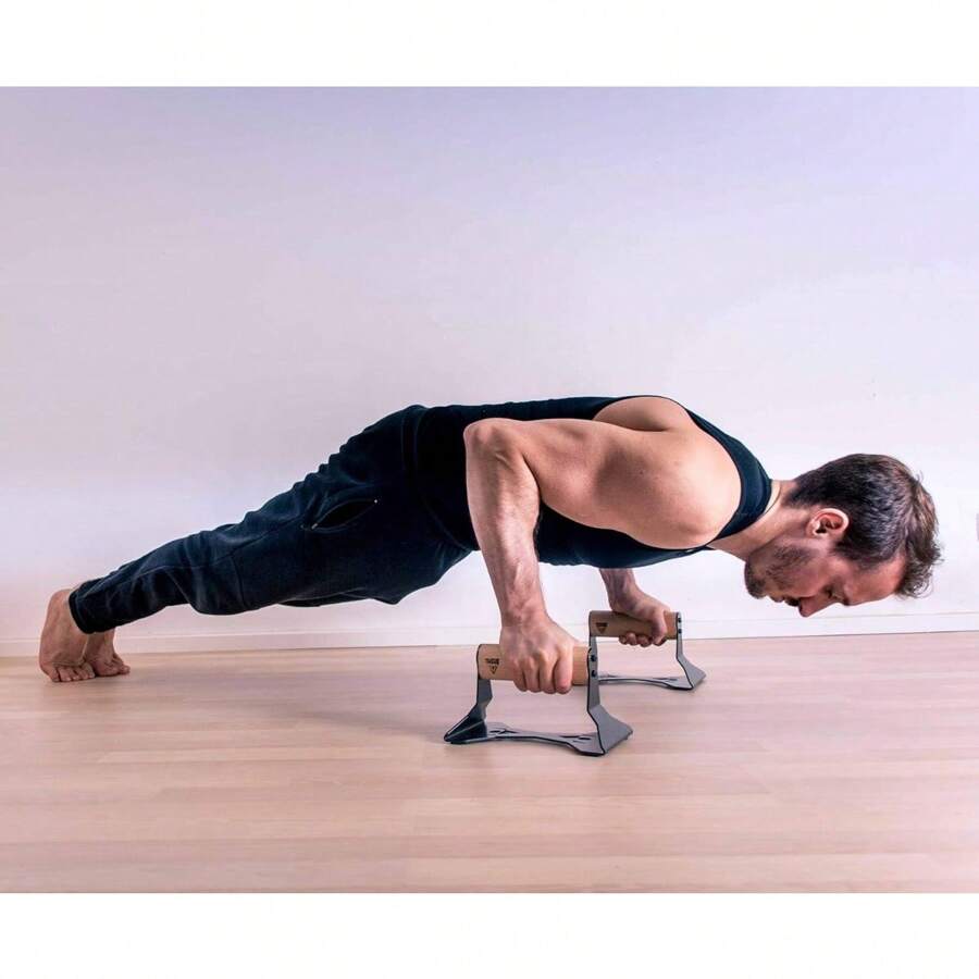 Parallettes - Push Up Handles With Ergonomic Wooden Handles & Heavy ...