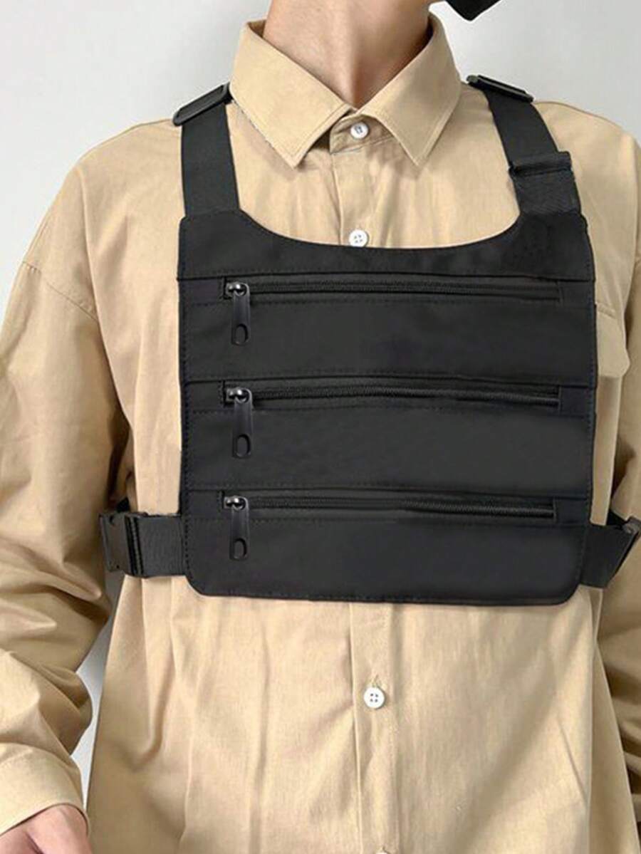 Chaleco de moda, bolsa de pecho funcional para el viento y el trabajo, bolsa de baile callejero ...