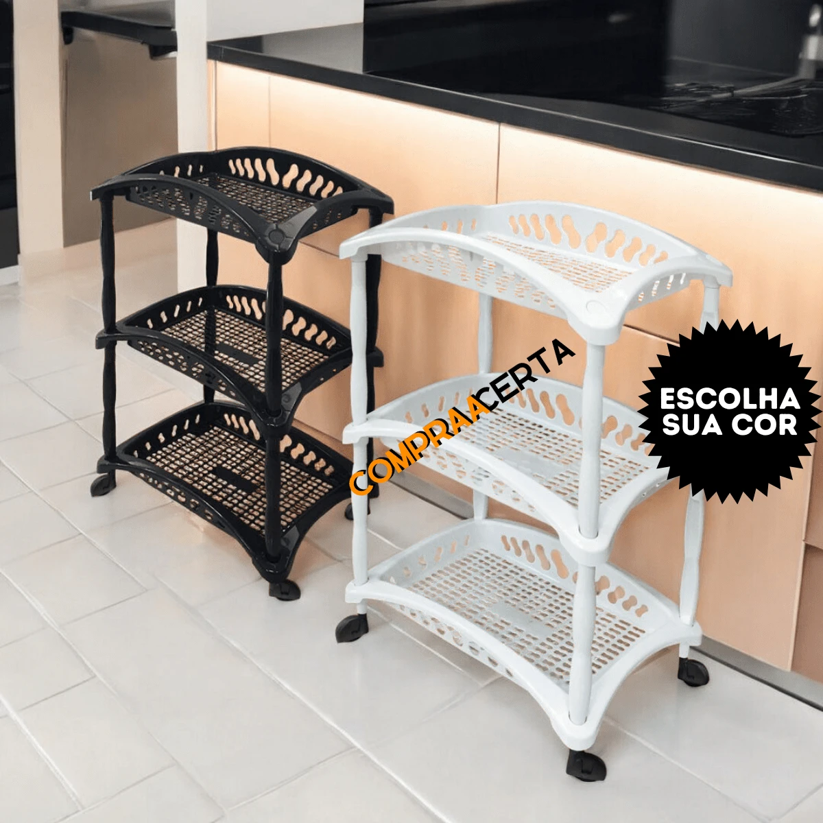 Multipurpose Organizer Fruit Bowl Trolley With Vertical Wheel 3 Kitchen ...