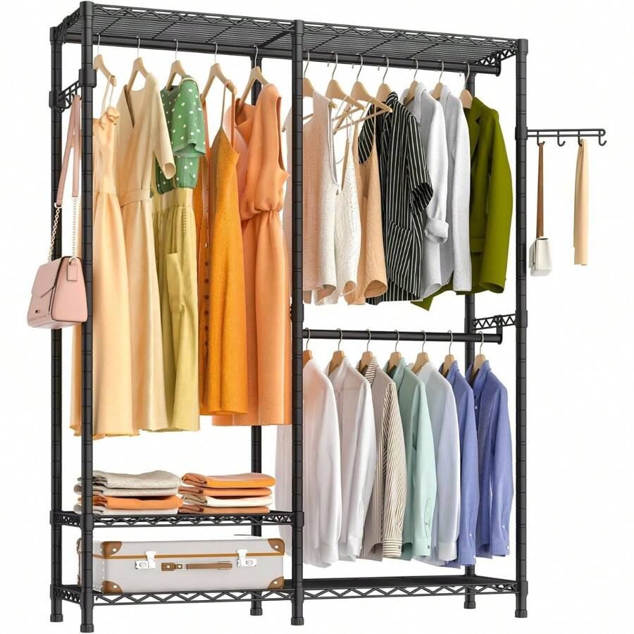 Heavy Duty Garment Rack, Metal Closet Organizers And Storage, Wardrobe ...