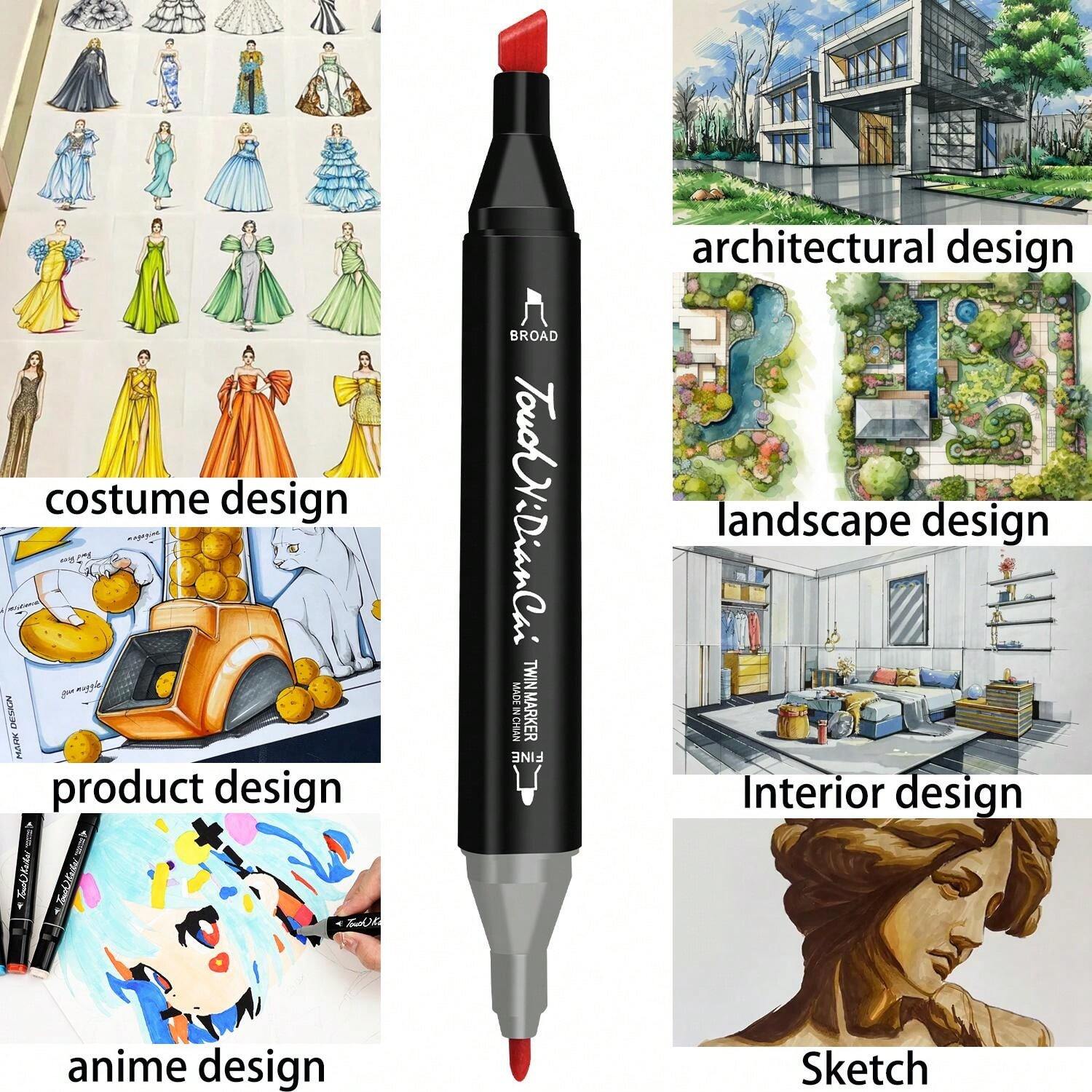 80 Colors Alcohol Based Markers, Dual Tip, Fine Tip And Chisel Tip ...