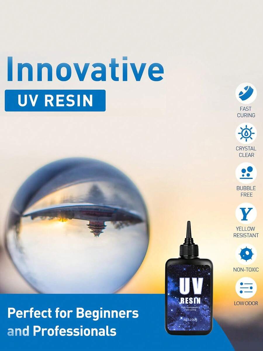 100g/200g/300g/400g/500g UV Resin High Viscosity Crystal Clear Thick UV Resin Kit, Quick-Curing ...