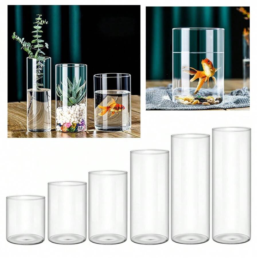 Clear Glass Vase Glass Cylinders Vase Florals Container, Flower Vase ...