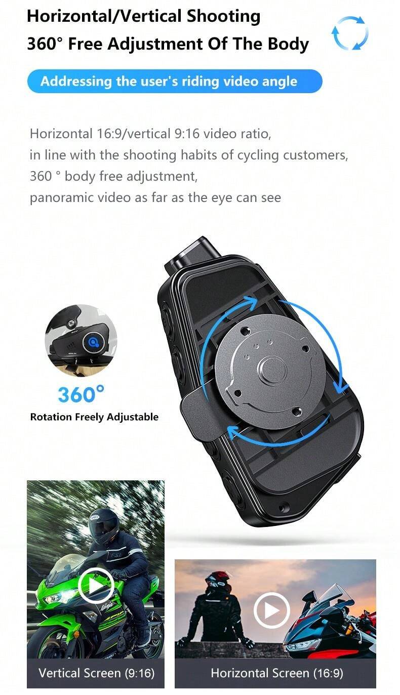 Q28-2X Motorcycle Helmet Bluetooth Intercom 1080P HD Ultra-Wide-Angle ...