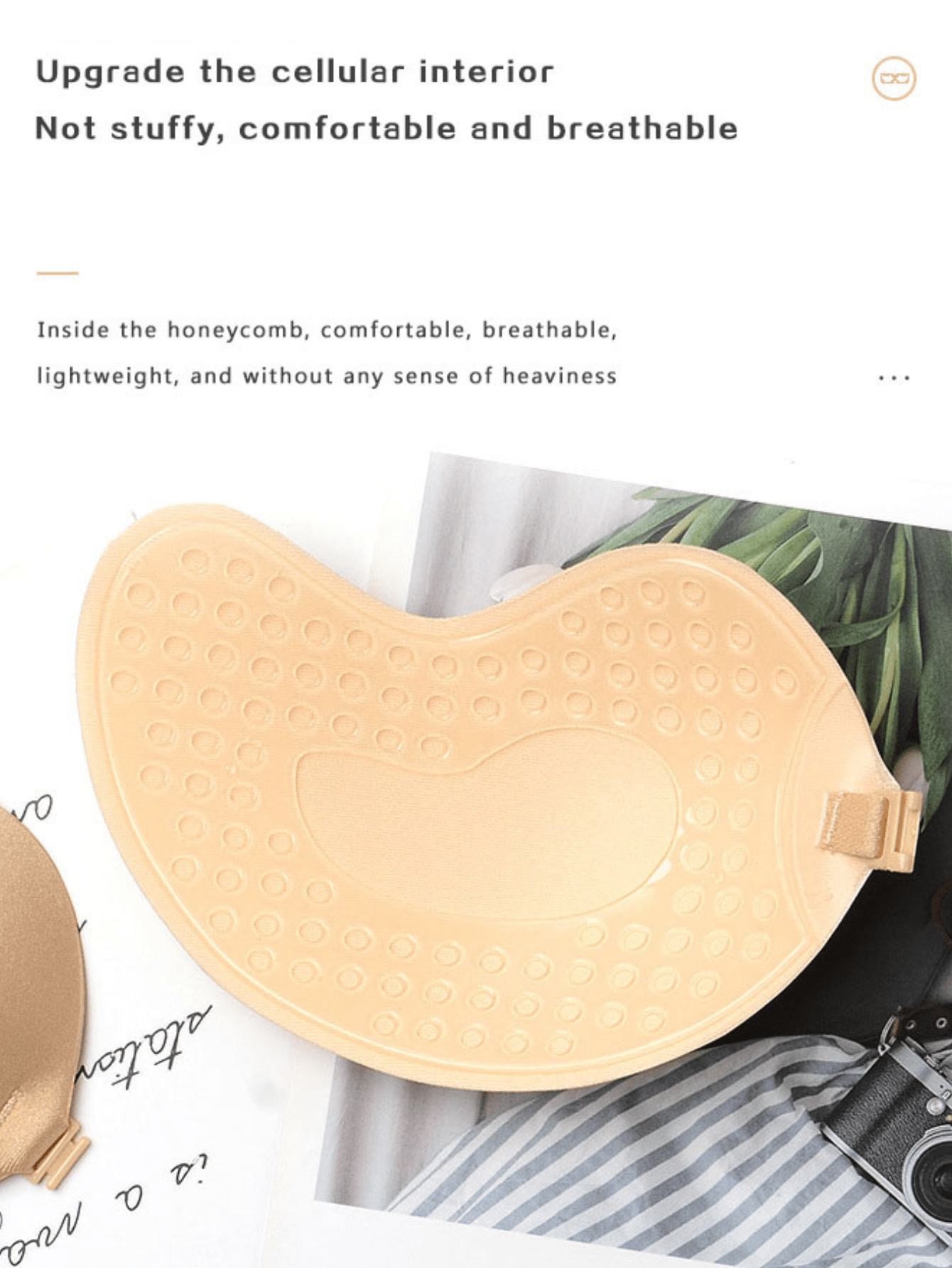 YIYANG 4 Pairs Beige Strapless Adhesive Bras With D Cup One-Piece ...