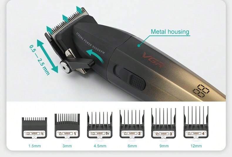 VGR Hair Clipper Professional Hair Trimmer Electric Clippers Cordless Hair Cutting Machine ...