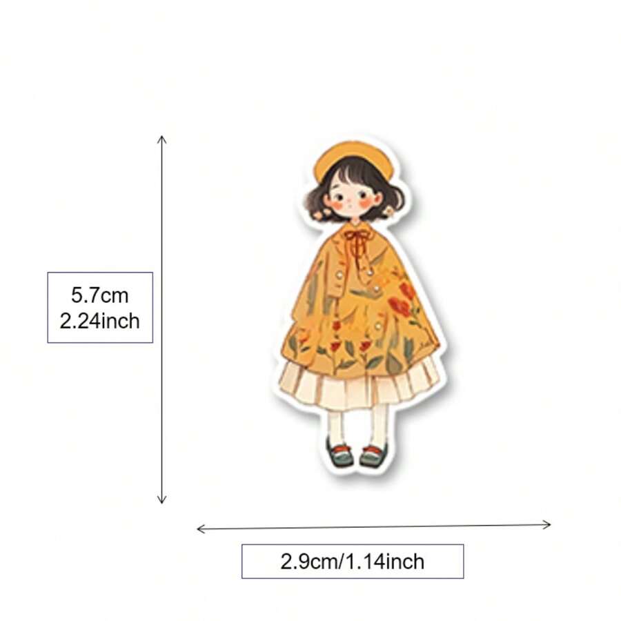 100pcs Girl Style Waterproof Cute Mobile Phone Stickers, PVC Reusable ...