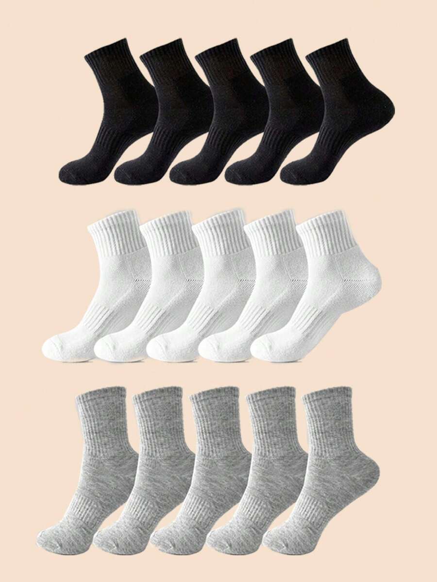 5pairs/15pairs Women's Solid Color Ankle Socks Breathable Moisture ...