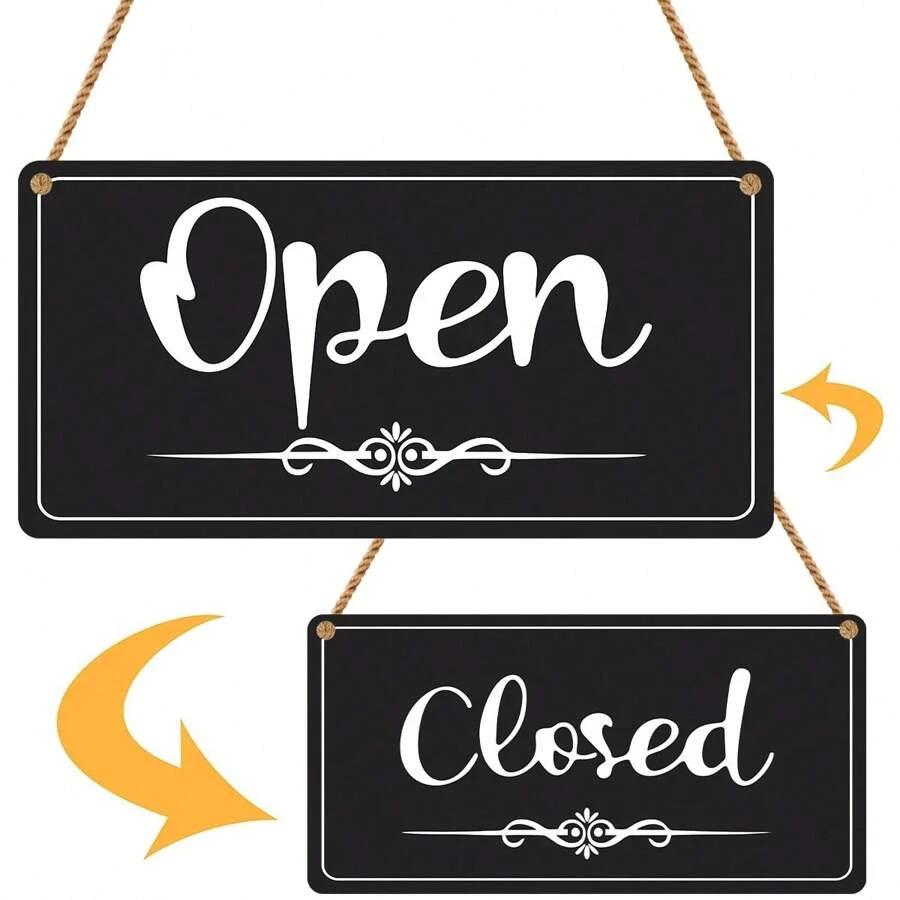 1PC Open Signs Double Sided Open Closed Sign Business Hours Sign ...