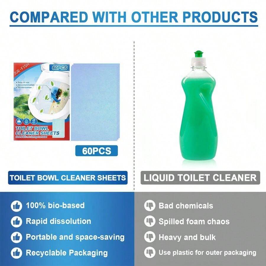 60pcs Jue-Fish Toilet Cleaning Tablets, Low Odor Toilet Cleaner ...