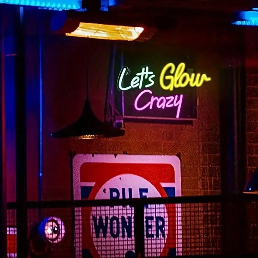 Let Glow Crazy Neon Sign, Art Deco For Bedroom, Living Room, Party, Bar ...