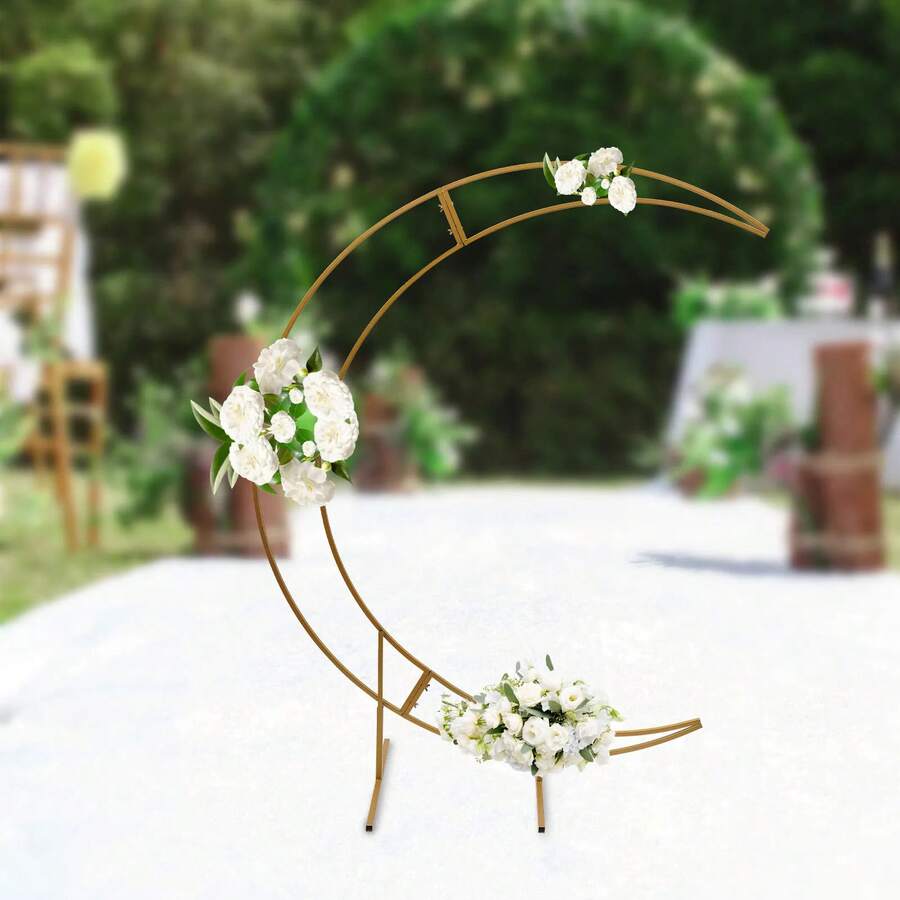 7ft Gold Metal Crescent Moon Wedding Arch Stand, Curved Flower Balloon ...