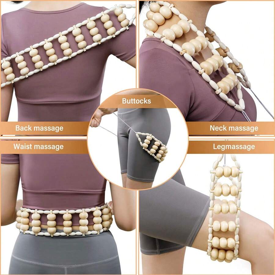 Wooden Massage Tool Set For Muscle Relaxation, Includes Abdominal, Leg ...