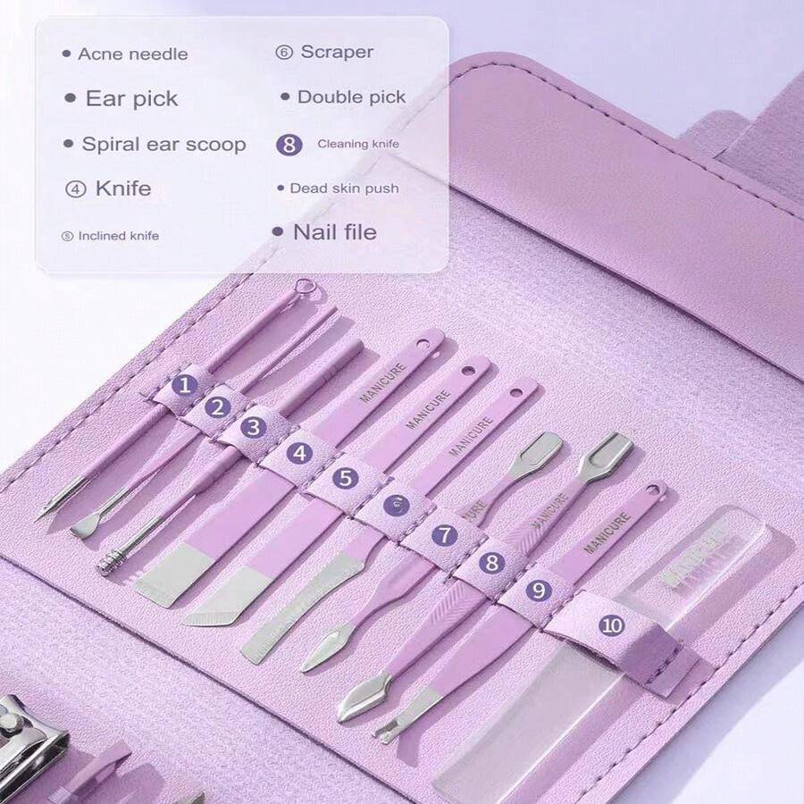 16in1 Nail Repair Tool Kit, Purple Color, Including Cuticle Nipper ...