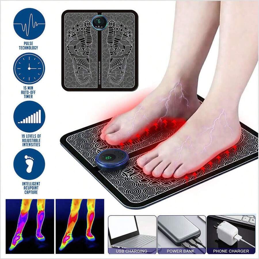 Electric EMS Foot Massager Leg Reshaping Pad Feet Muscle Stimulator Mat ...